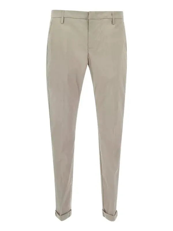 DONDUP Turn-up Cotton-blend Tapered Trousers - Neutrals