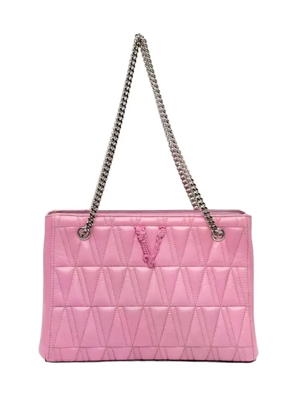 Versace Quilted Leather Virtus Tote Bag - Pink