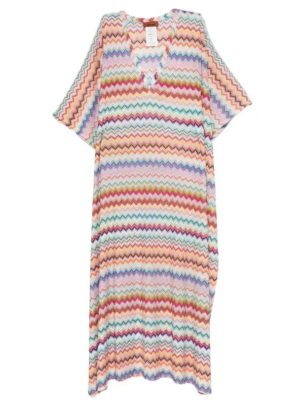 Missoni Chevron V-neck Maxi Dress - Neutrals