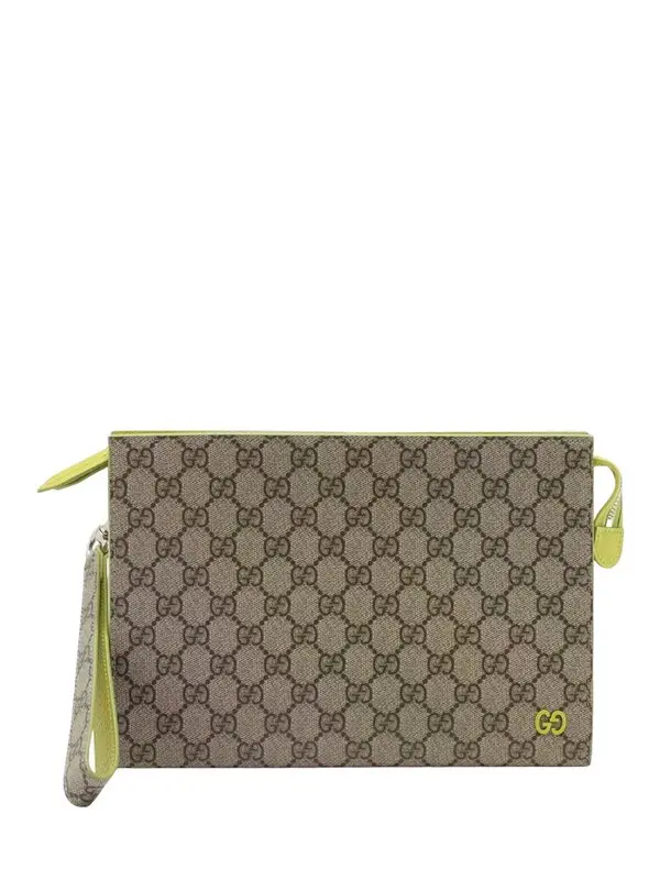 Gucci Small Gg Supreme Pouch - Green