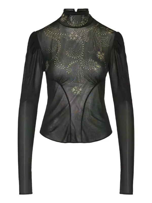 Rabanne Beaded Long-sleeved Top - Black