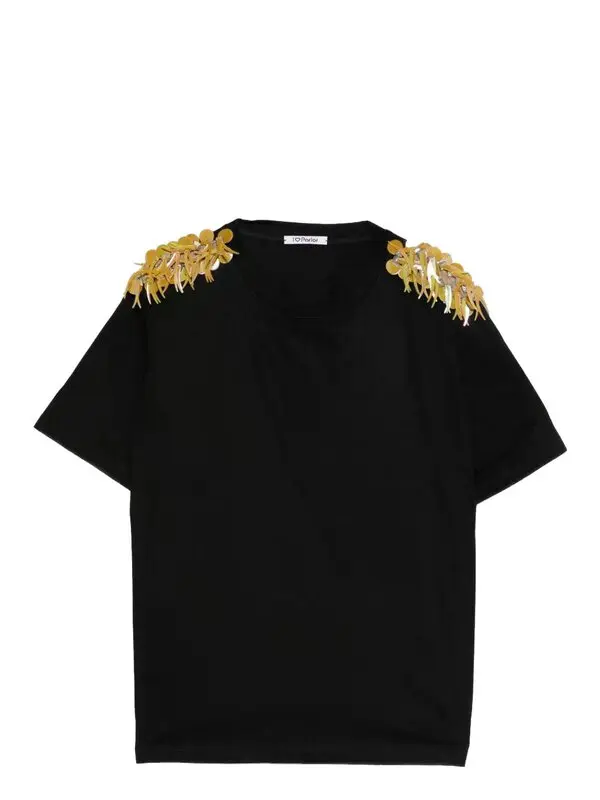 PARLOR Sequin-appliqué T-shirt - Black