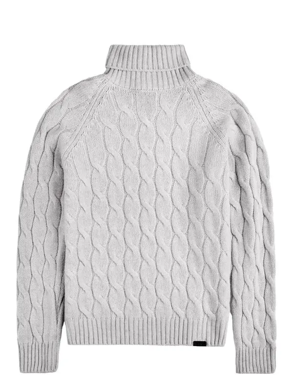 FAY Cable Knit Roll-neck Sweater - Grey