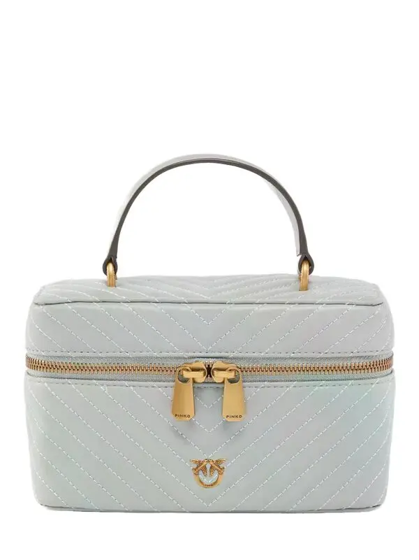 Pinko Chevron Quilted Leather Mini Bag - Grey