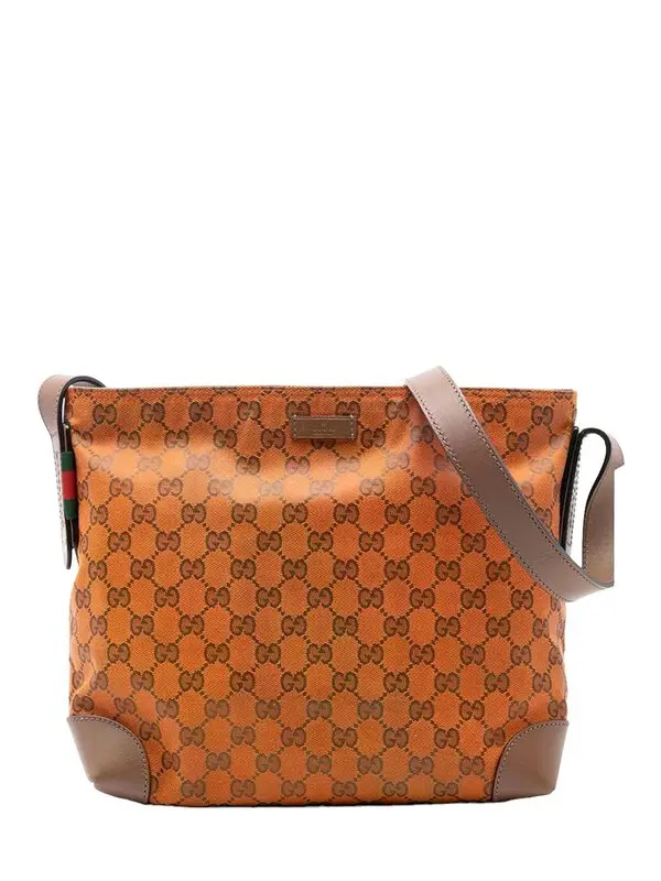 Gucci Gg Canvas Web Crossbody Bag - Orange