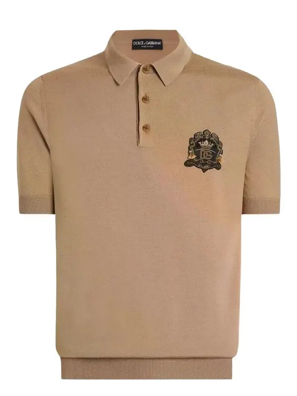 Dolce & Gabbana Appliqué Short-sleeve Polo Shirt - Neutrals