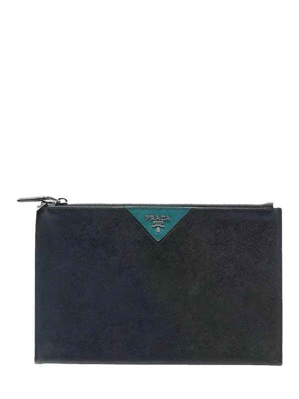 Prada Saffiano Leather Clutch Bag - Black