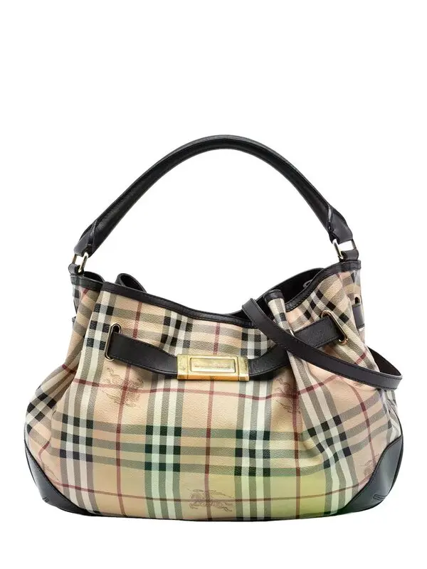 Burberry Haymarket Check Willenmore Hobo Satchel - Brown