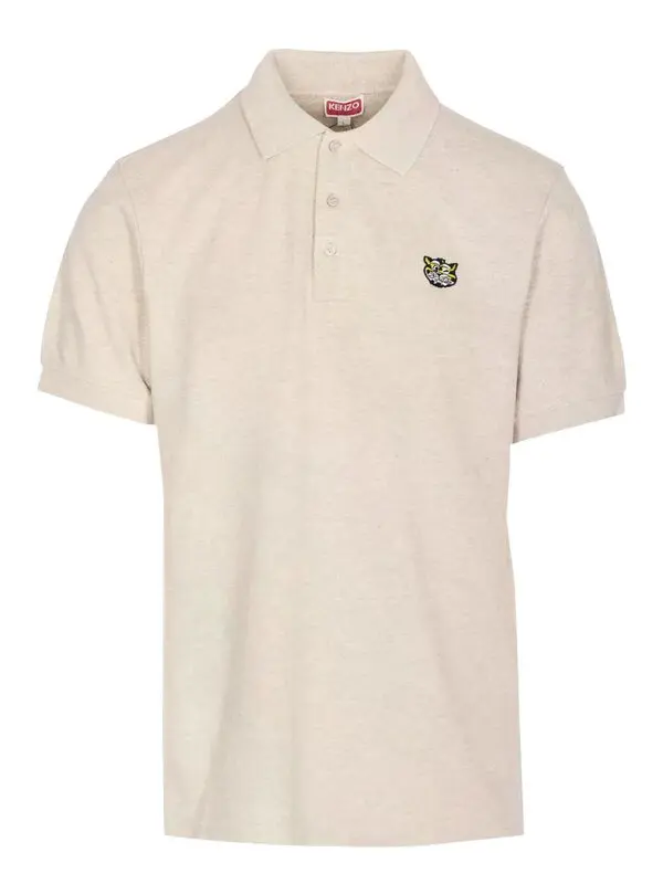 Kenzo Tiger Patch Polo Shirt - Neutrals