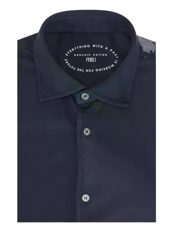 Fedeli Buttoned Collared Shirt - Blue