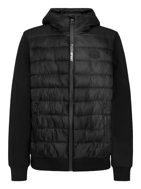 PLEIN SPORT Quilted Hooded Jacket - Black