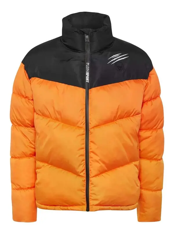 PLEIN SPORT Colour-block Chevron Padded Jacket - Orange