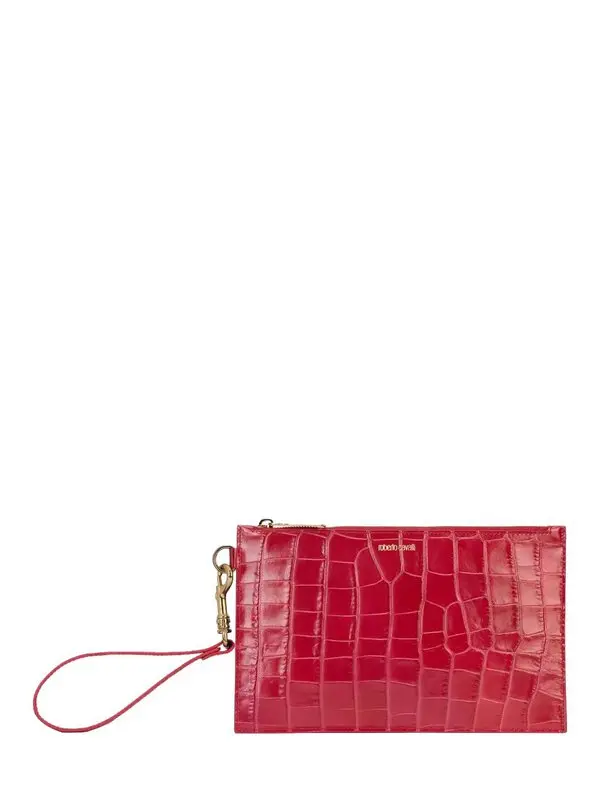 Roberto Cavalli Croc-effect Wristlet Clutch - Red