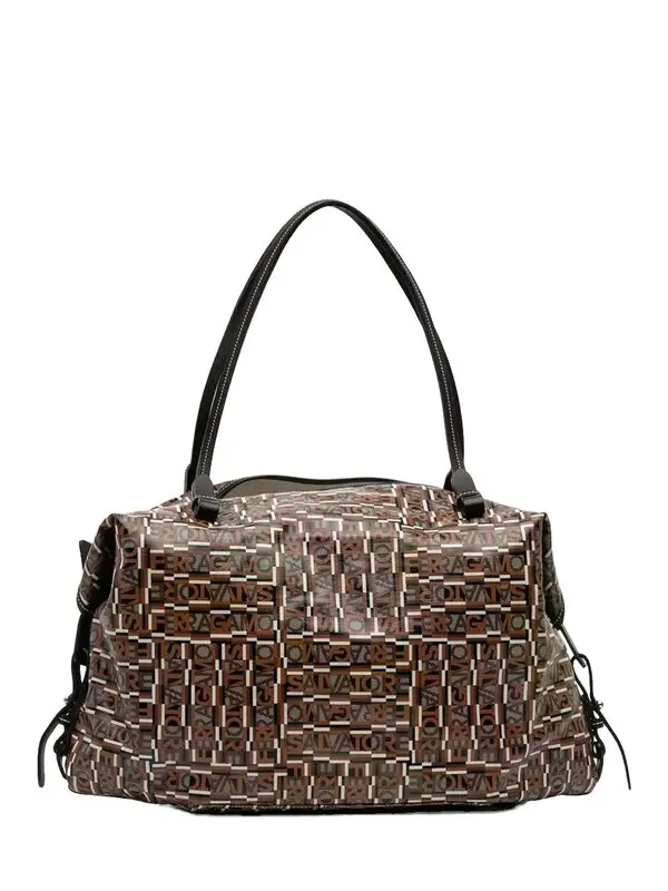 FERRAGAMO Gancini Coated Canvas Tote Bag - Brown