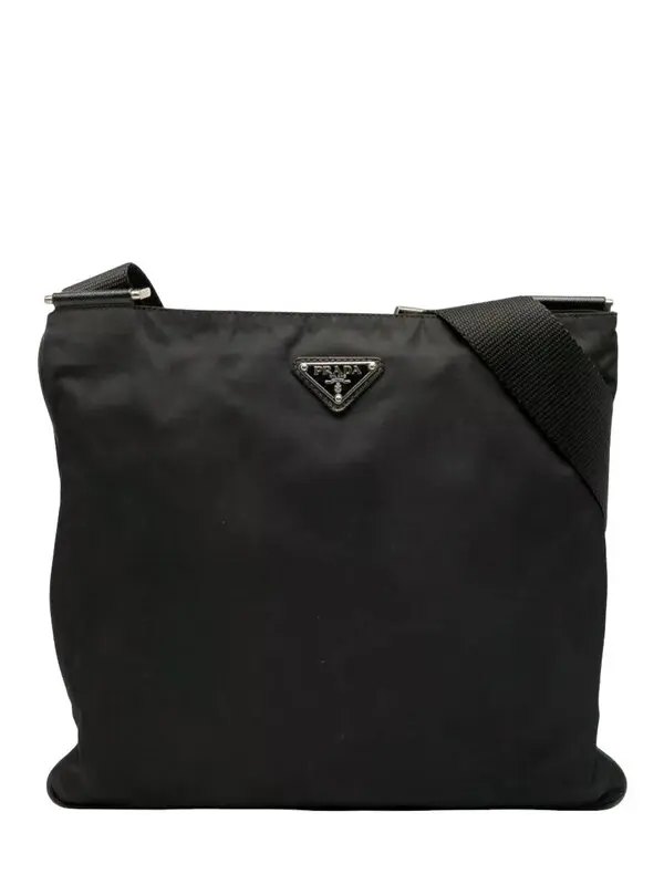 Prada Tessuto Zip Top Crossbody Bag - Black