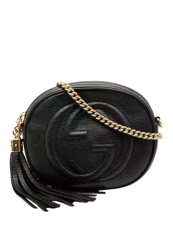 Gucci 2000-2015 Mini Pebbled Calfskin Soho Chain Crossbody Bag - Black