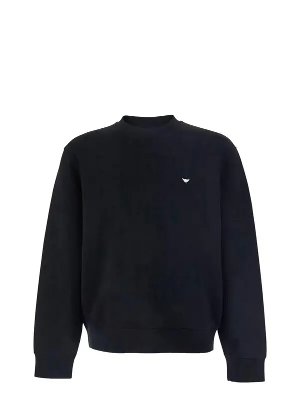 Emporio Armani Logo-embroidered Crew-neck Sweatshirt - Black