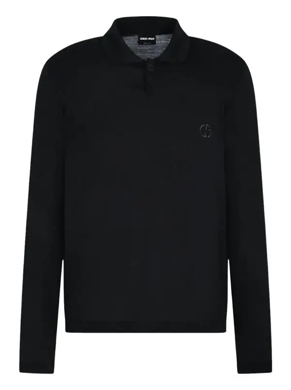 Giorgio Armani Long-sleeved Polo Sweater - Black