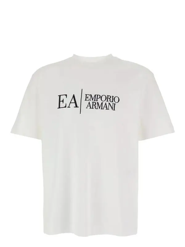 Emporio Armani Crew-neck Logo-embroidery T-shirt - White
