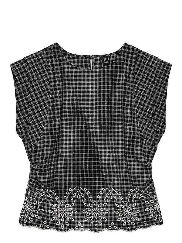 Vero Moda Olga Round Neck Sleeveless Top - Black Checks