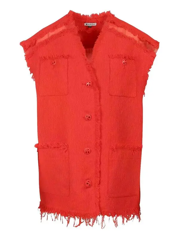 KRIZIA Fringed Belt-detail Top - Red