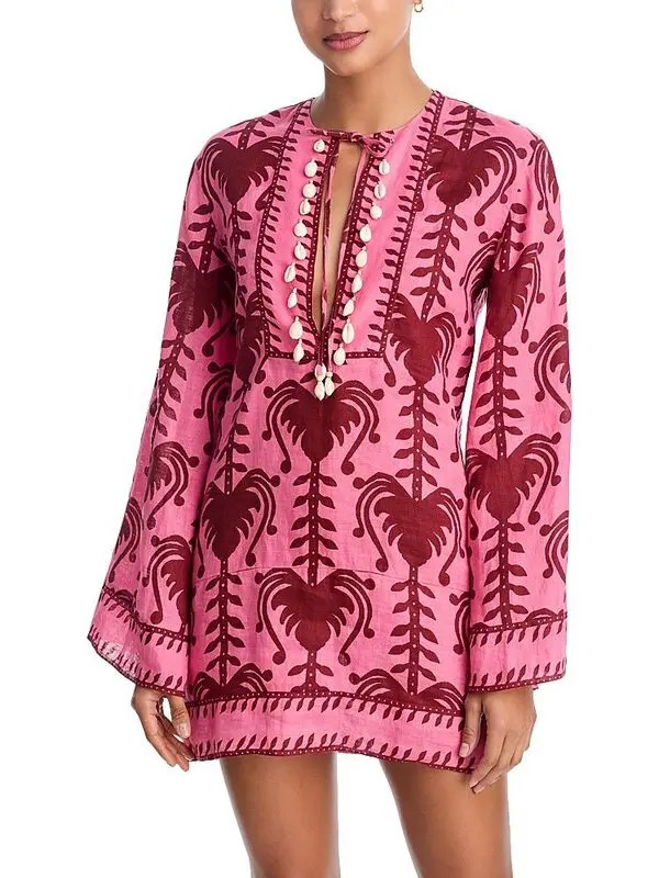 Johanna Ortiz Linen Savannah Tunic Dress - Pink/cherry