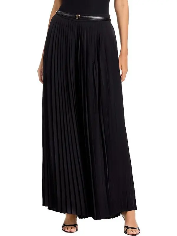 Misook Pleated Palazzo Crepe De Chine Pants - Black