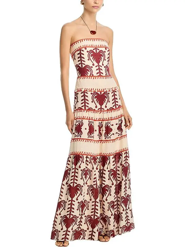 Johanna Ortiz Another Chance Linen Maxi Dress - Ecru/marsala