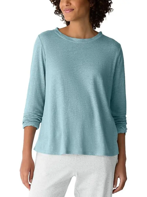 Eileen Fisher Long Sleeve Linen Tee - Seafoam