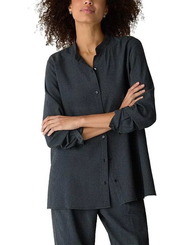 Eileen Fisher Mandarin Collar Top - Eucalyptus