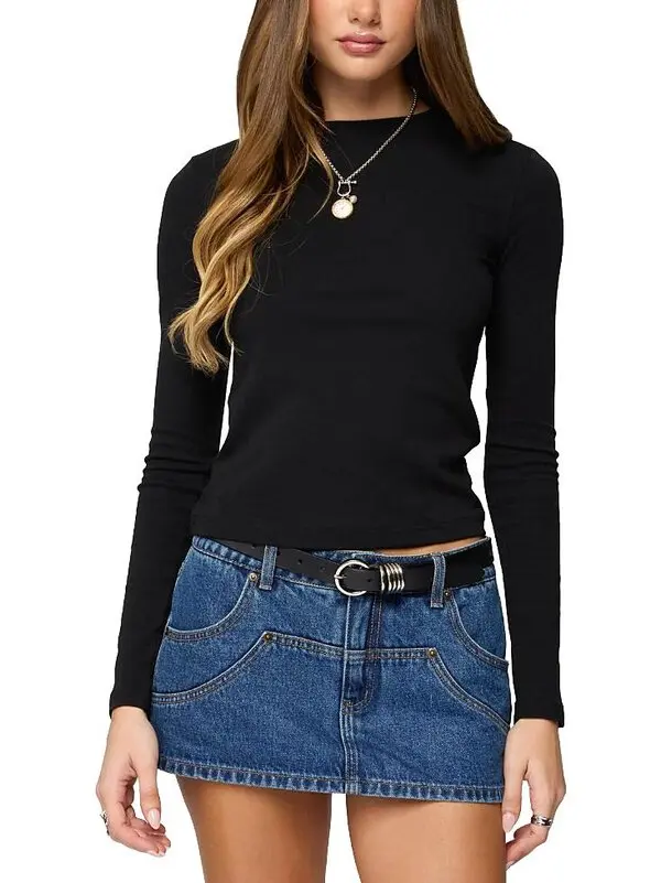EDIKTED Kiyan Long Sleeve T-shirt - Black