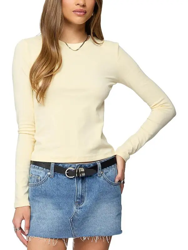 EDIKTED Kiyan Long Sleeve T-shirt - Yellow