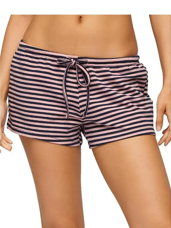 EDIKTED Striped Drawstring Shorts - Navy-and-pink