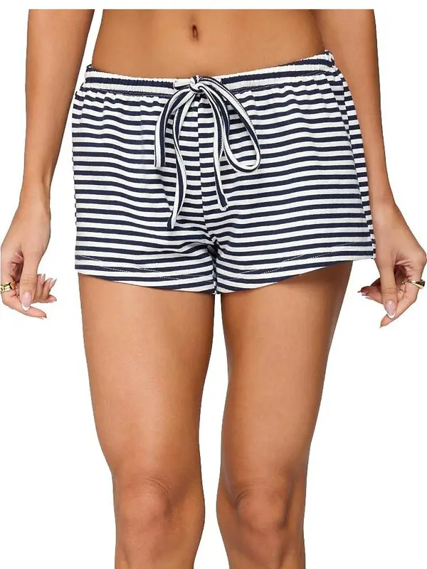 EDIKTED Striped Drawstring Shorts - Navy
