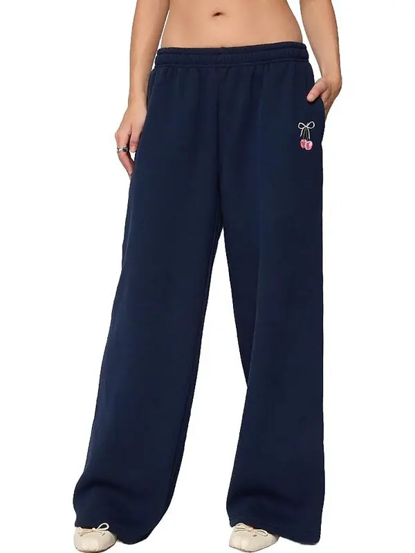 EDIKTED Wide Leg Sweatpants - Navy