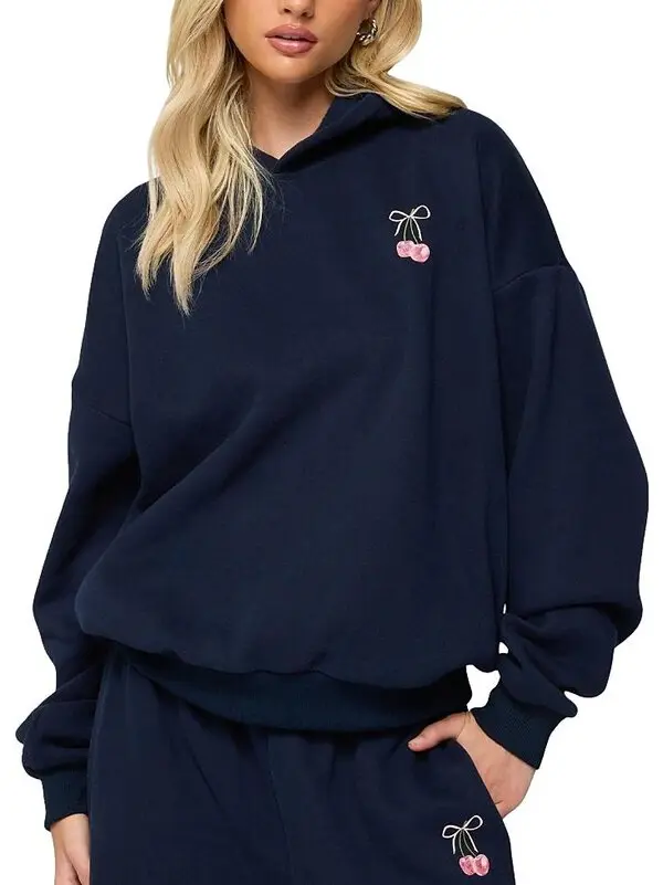 EDIKTED Graphic Hoodie - Navy