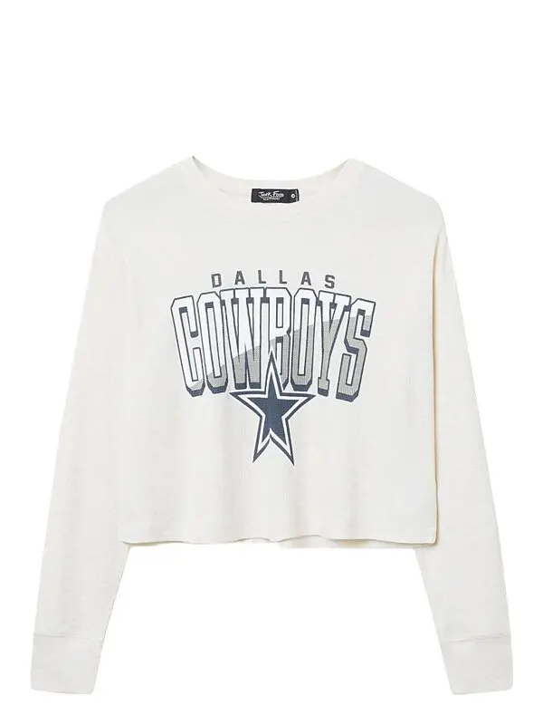 Junk Food Clothing Nfl Dallas Cowboys Slant Crop Thermal - Oatmeal