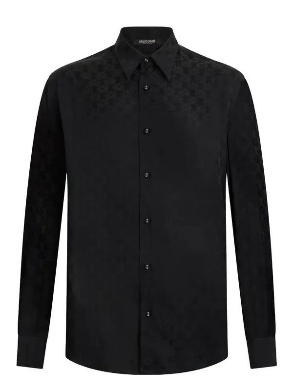 Roberto Cavalli Monogram-pattern Long-sleeve Shirt - Black