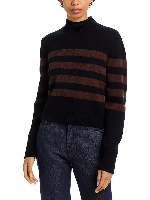 FRAME Ritz Striped Cashmere Turtleneck - Black Multi