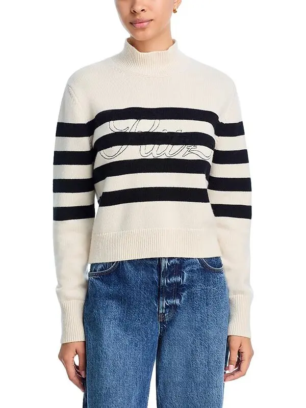FRAME Ritz Striped Cashmere Turtleneck - Cream Multi