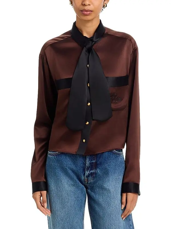 FRAME The Ritz Silk Blouse - Chocolate