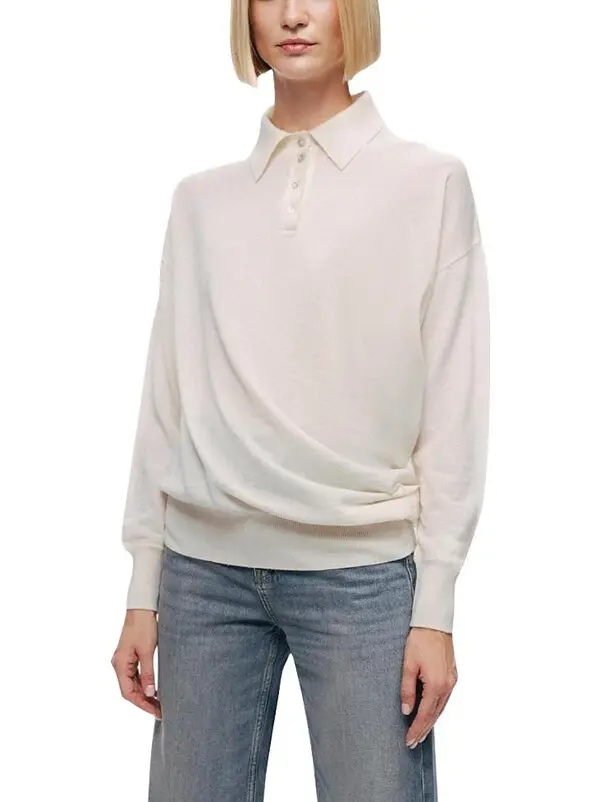 NOCTURNE Relaxed Polo Knit Sweater - Open White