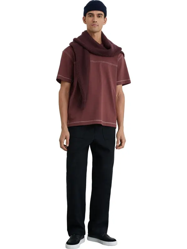 REISS Ravello Contrast-stitch Relaxed-fit T-shirt - Raspberry Pink