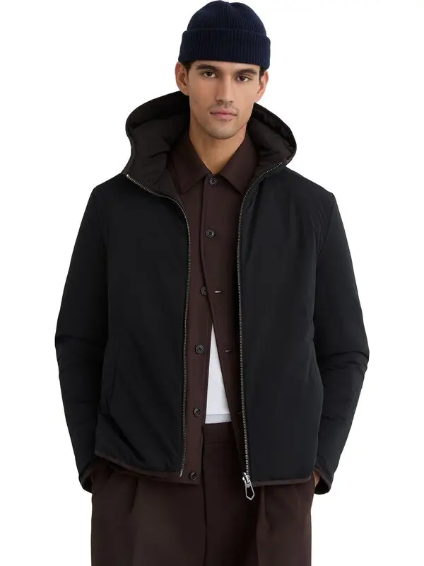 REISS Devonay Reversible Hooded Puffer Jacket - Navy/brown
