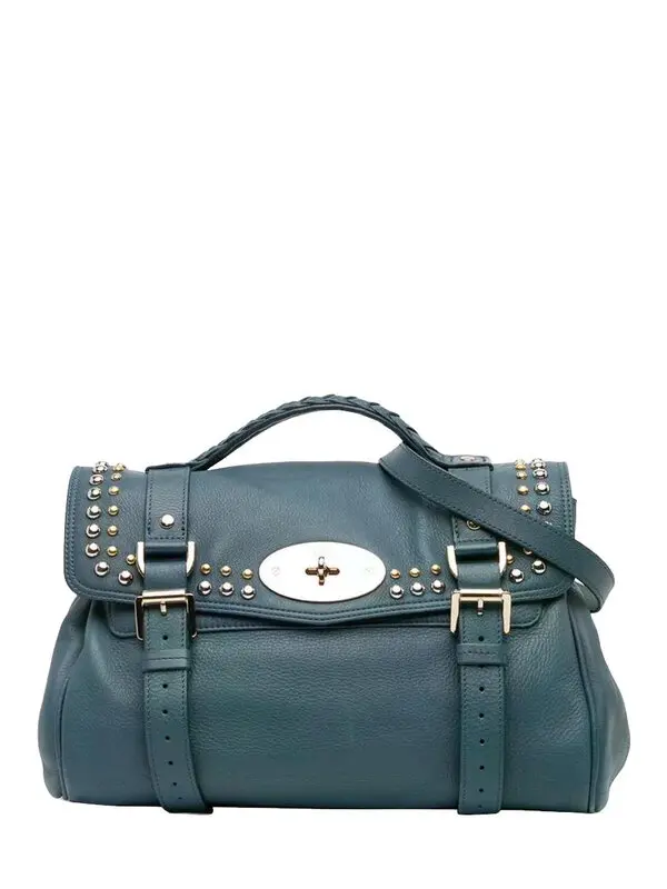 Mulberry Grained Calfskin Studded Alexa Satchel - Blue