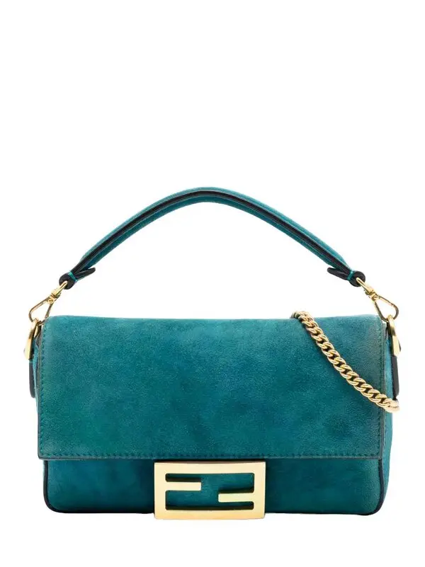 Fendi Mini Suede Baguette Satchel - Blue