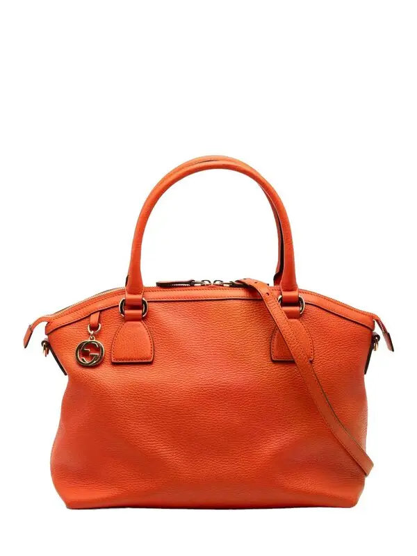 Gucci Medium Leather Gg Charm Dome Satchel - Orange
