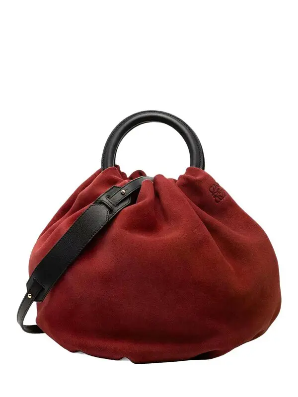 Loewe 2014 Suede Bounce Bag Satchel - Red