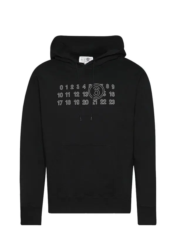 MAISON MARGIELA Hooded Sweatshirt With Numeric Logo - Black