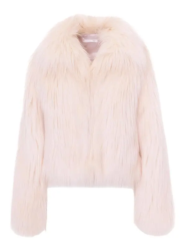 LoveShackFancy Fallon Faux Fur Jacket - Ivory